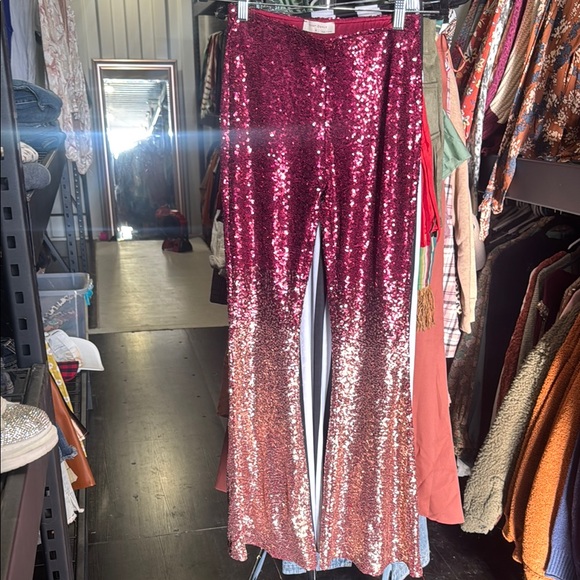 Bear Dance | Pants & Jumpsuits | Pink And Silver Sequin Flare Pants ...